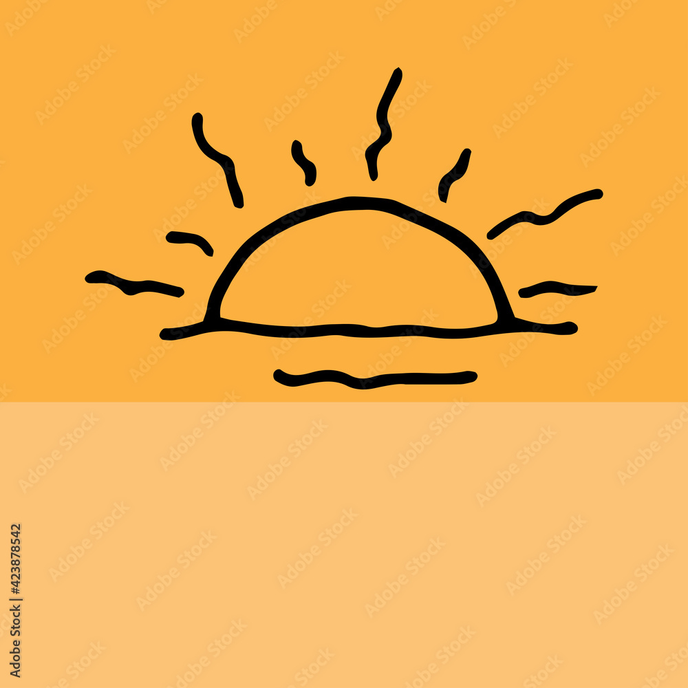 sundown in the beach. beautiful sunset. vector illustration. isolated ...