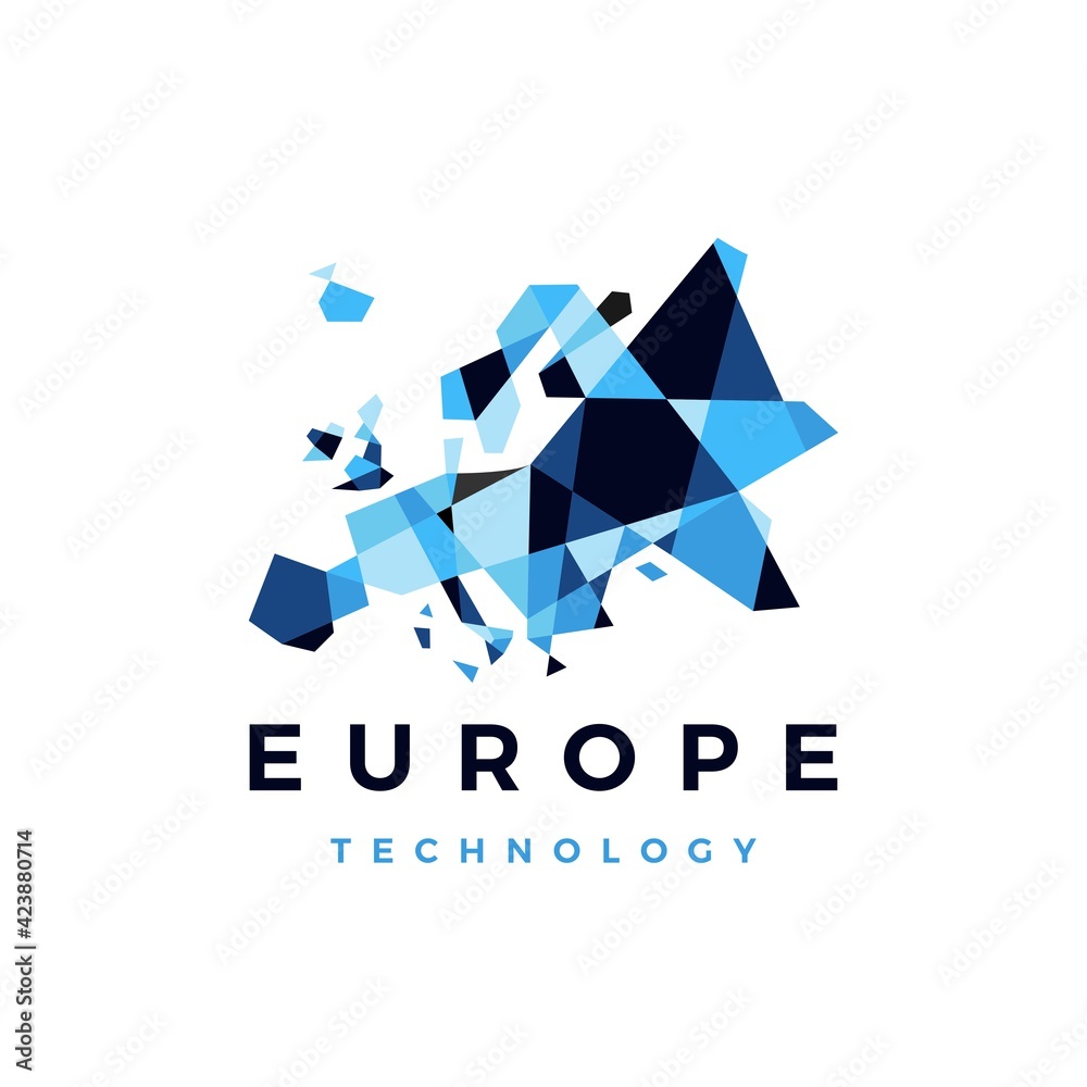 europe technology connection geometric polygonal logo vector icon ...