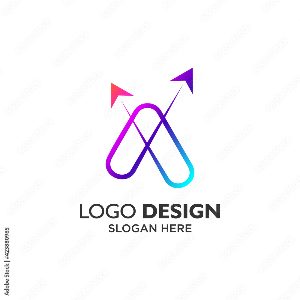 colorful letter A with arrows logo design for aircraft and business ...