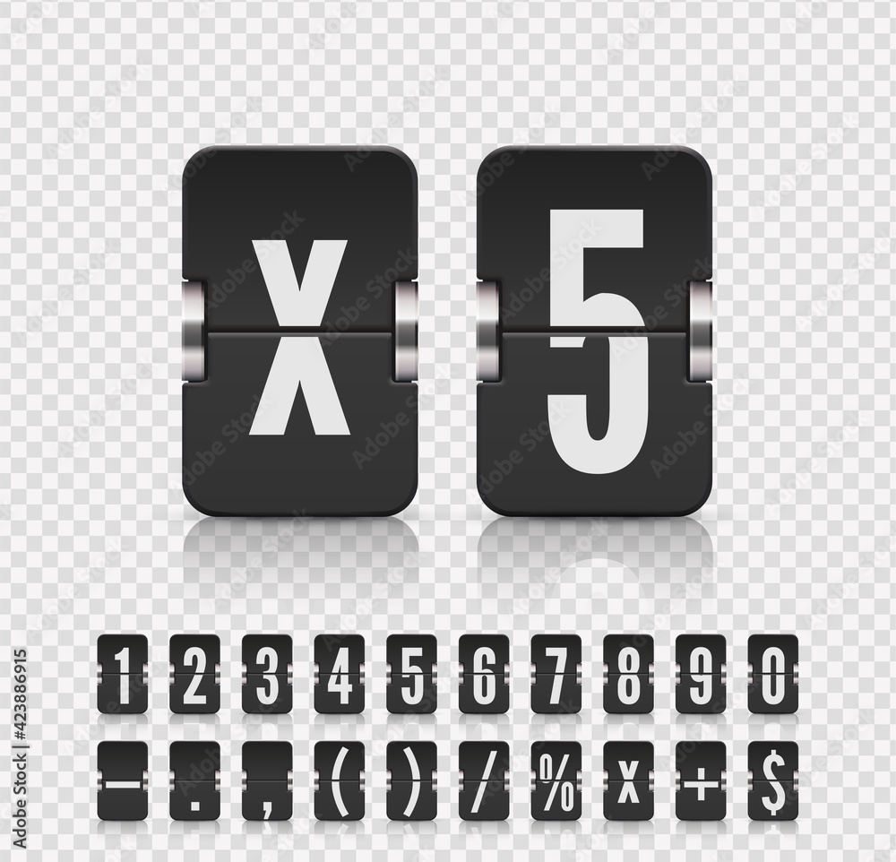 Vector illustration template. Flip number and symbol scoreboard with ...