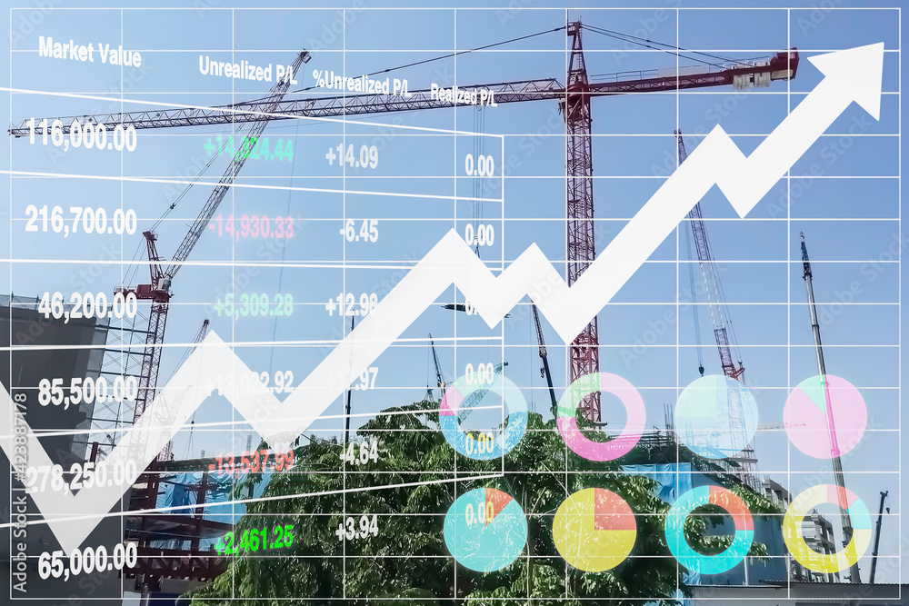 Stock financial image of construction industry show data graph and ...