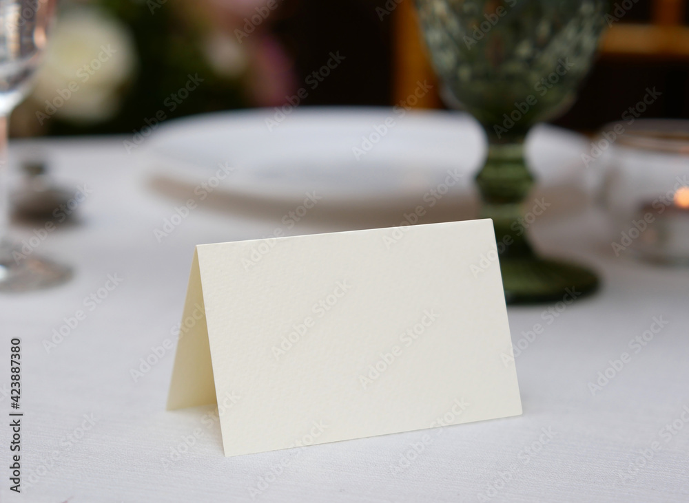 Mockup white blank space card, for Name place, Folded, greeting ...