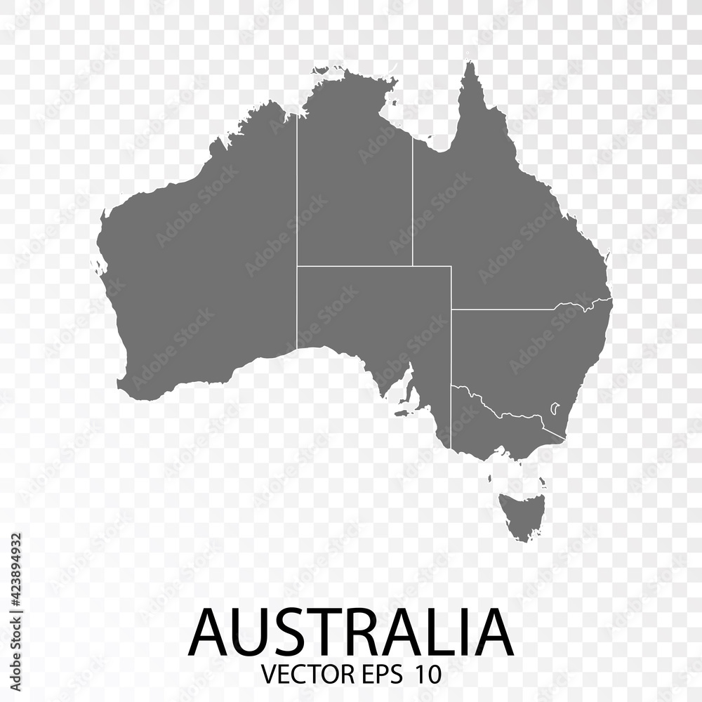 Transparent - High Detailed Grey Map of Australia. Vector Eps 10. Stock ...