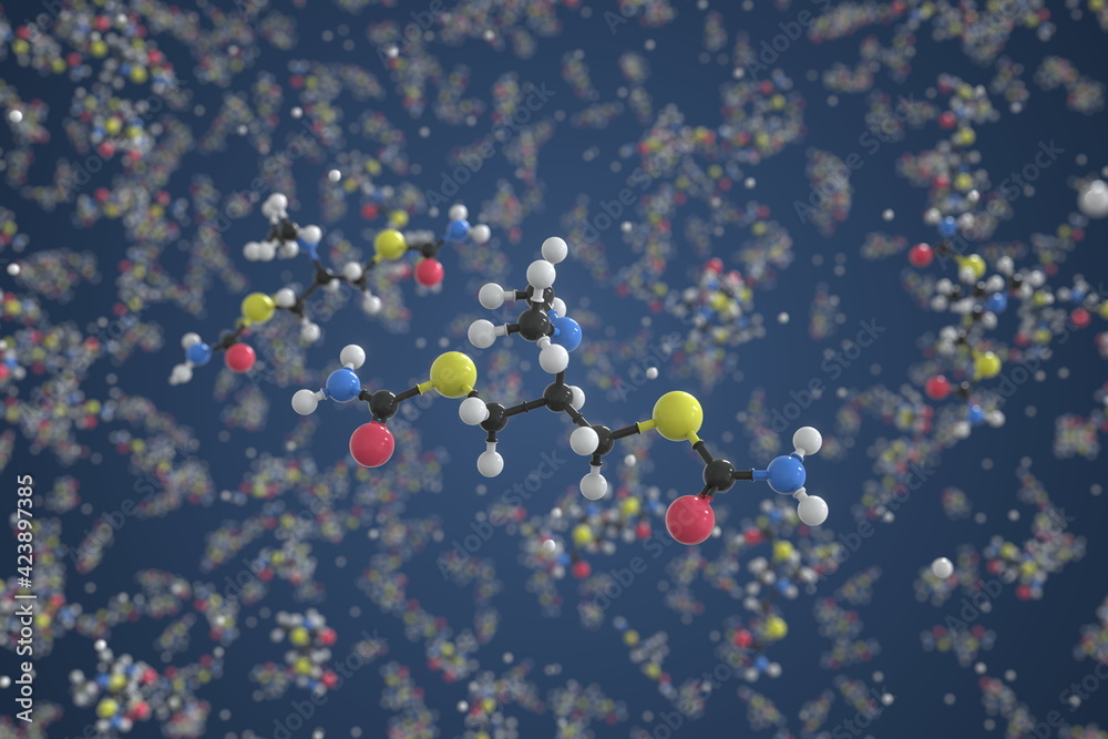 Cartap molecule. Ball-and-stick molecular model. Chemistry related 3d ...
