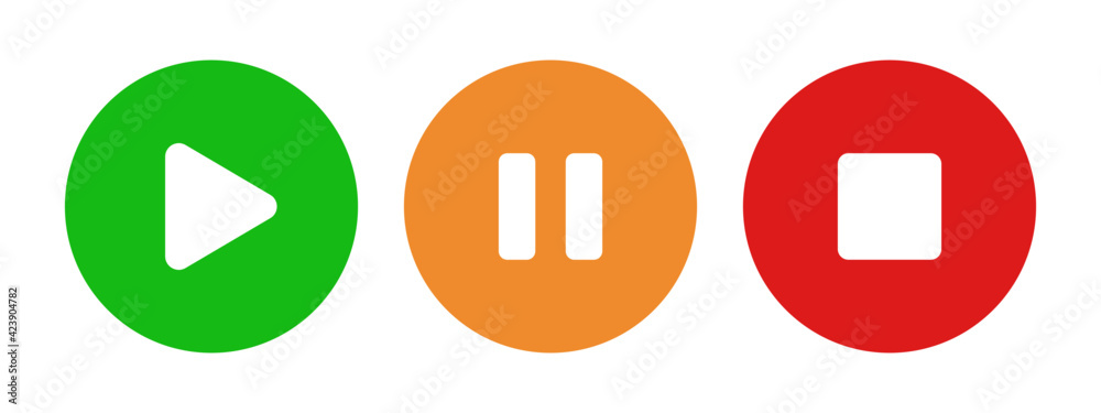 Play button vector icon. Media player control icons illustration set ...
