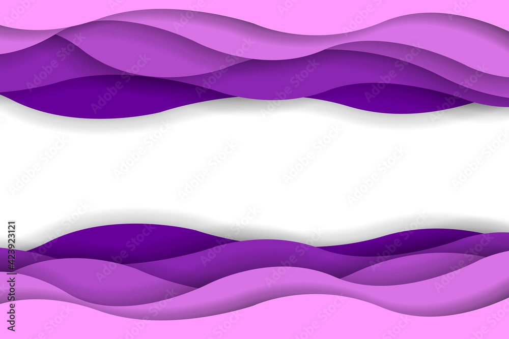 Paper art abstract purple water waves. Origami design template. Vector ...
