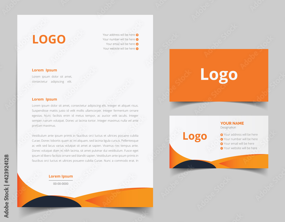 Professional creative letterhead and business card design. Corporate ...