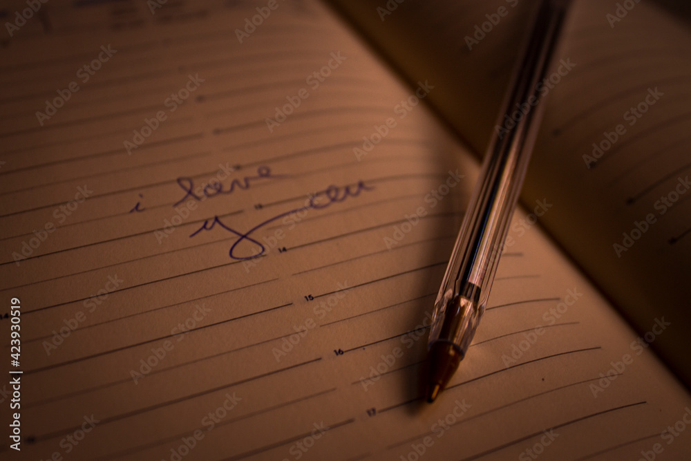 Love.Love letter.Diary.Love messages.Writing a letter.writing on a ...