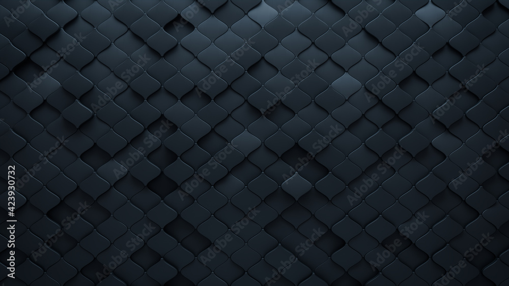 Futuristic, Dark 3D background, with an Arabesque block structure. Wall ...