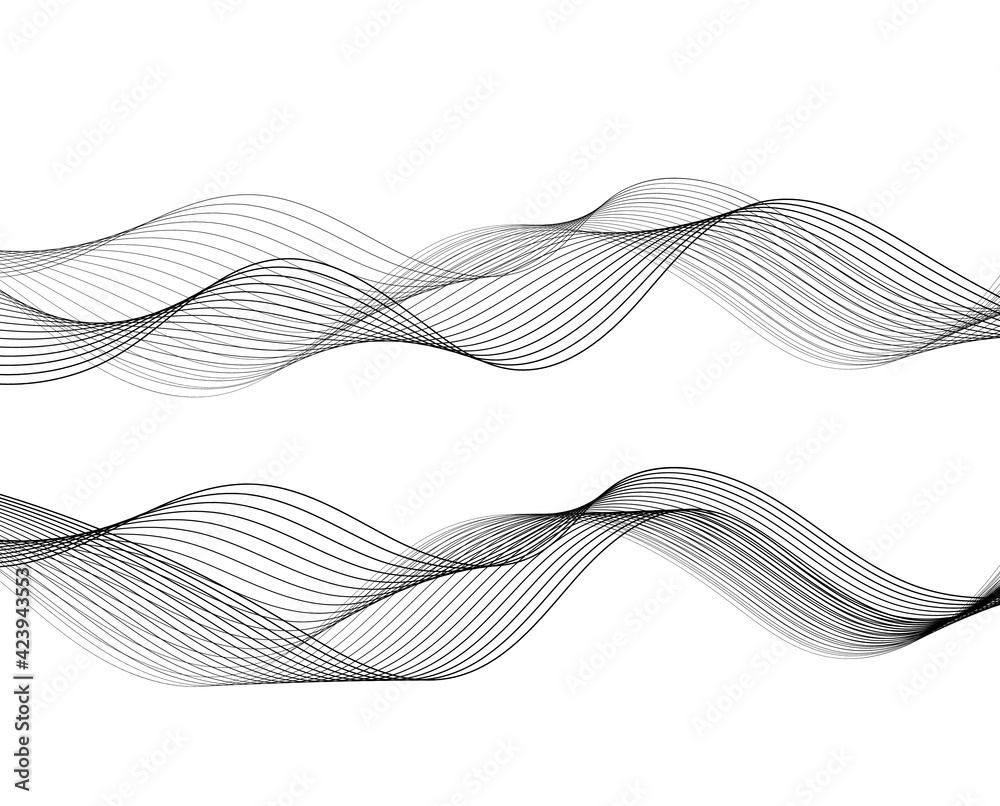 Abstract wave element. Stylized line art background. Data visualization dynamic wave pattern ...