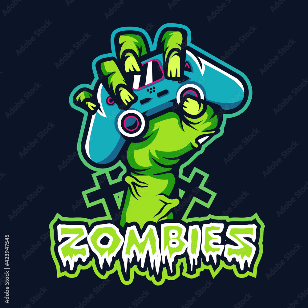 Zombie Hand Holding Joystick Gaming Mascot Esport Logo Stock Vector ...