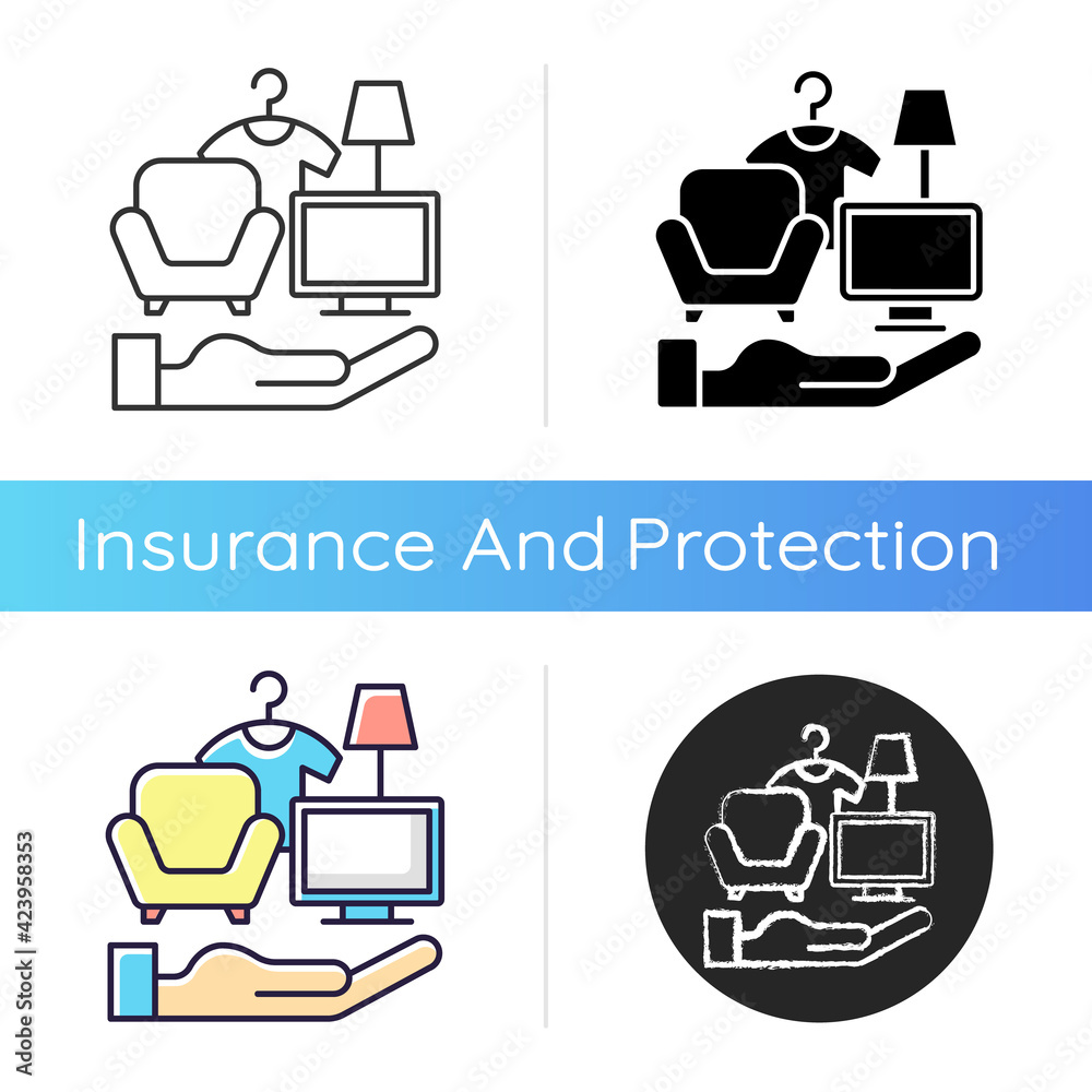 Vetor de Possessions insurance icon. Contents insurance policy ...