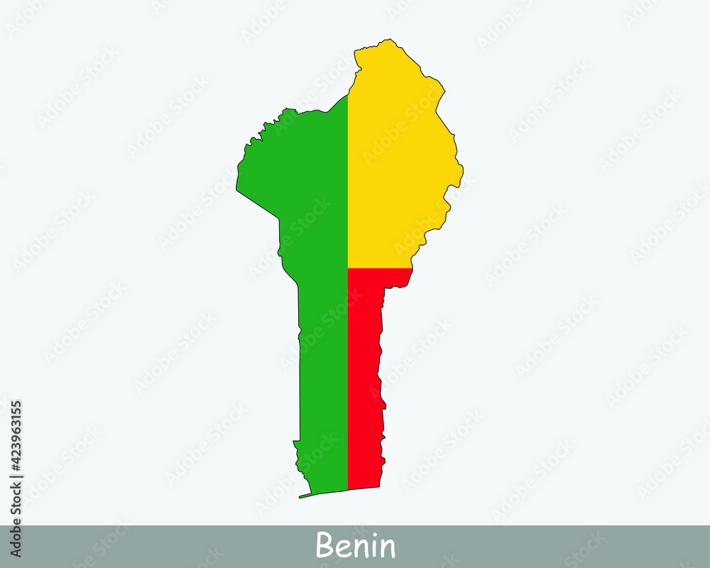 Vecteur Stock Benin Map Flag. Map of Benin with the Beninese national ...