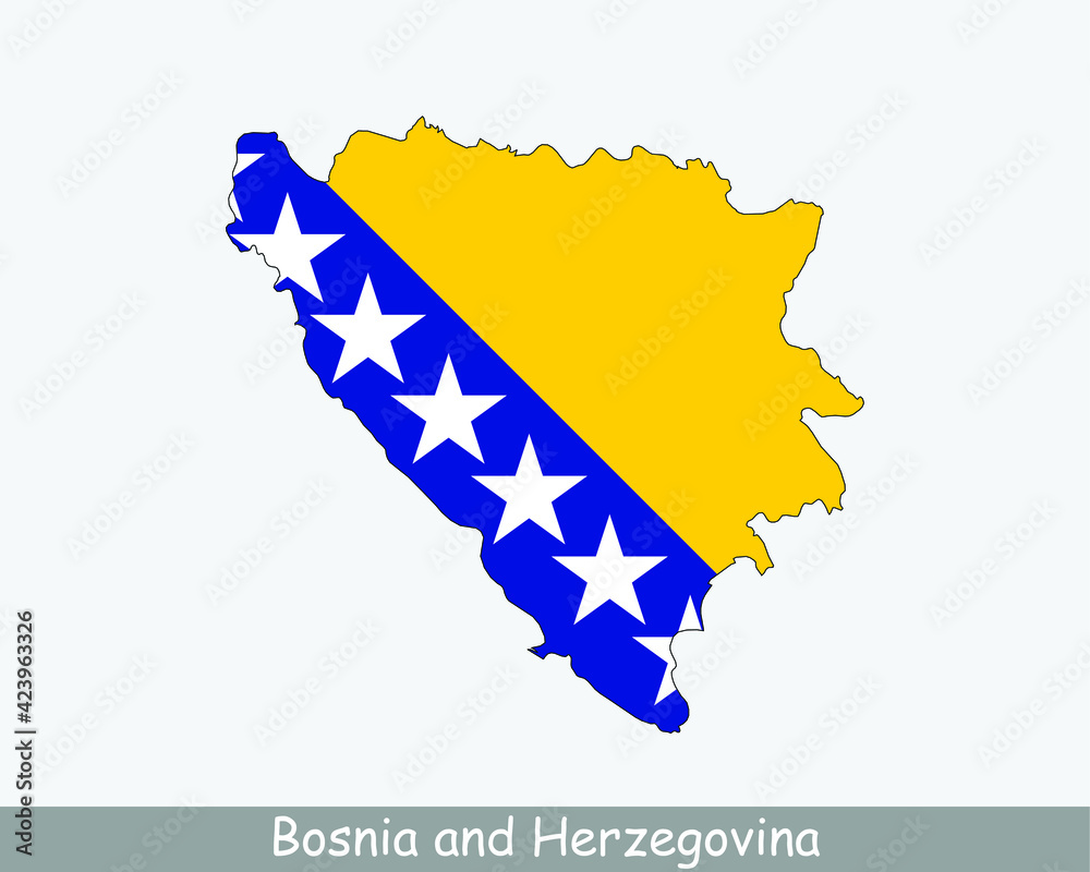 Bosnia and Herzegovina Map Flag. Map of Bosnia and Herzegovina with ...