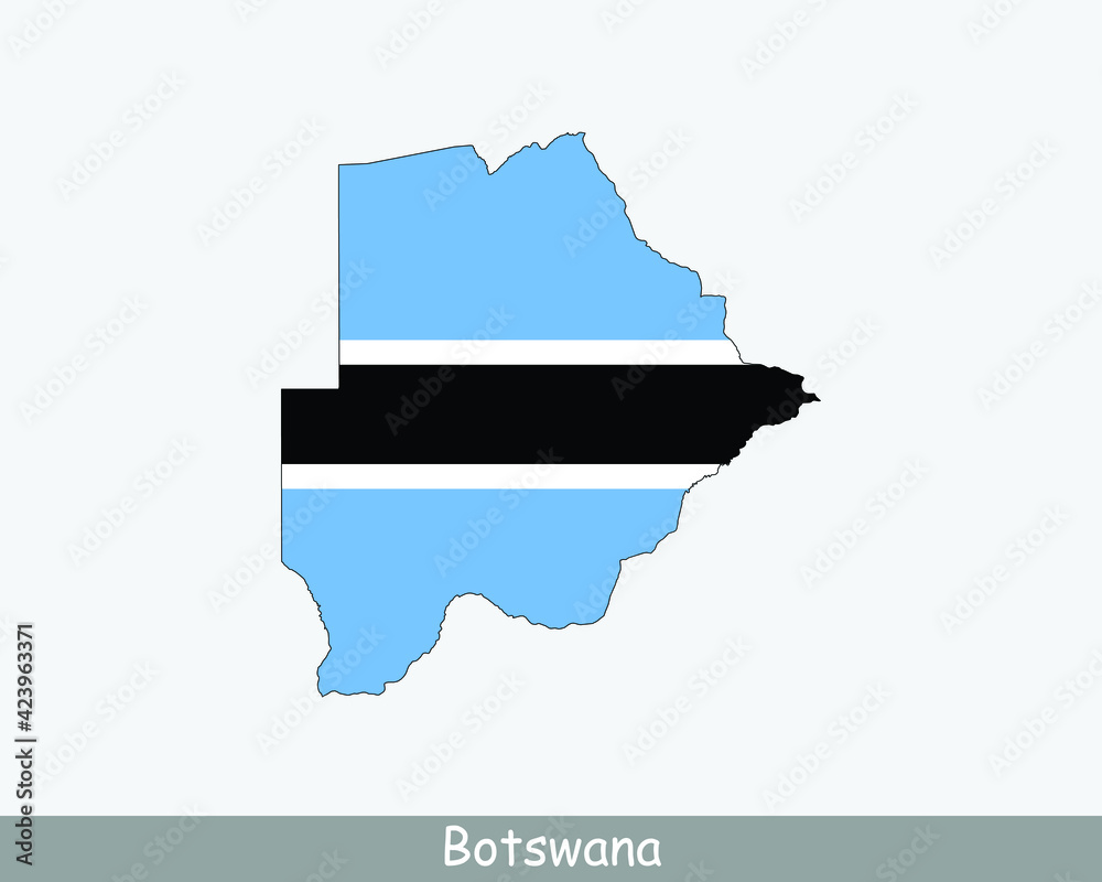 Botswana Map Flag. Map of Botswana with the Batswana national flag ...
