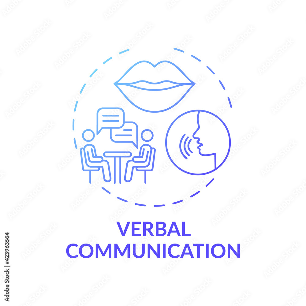 Verbal communication dark blue gradient concept icon. Conversational ...