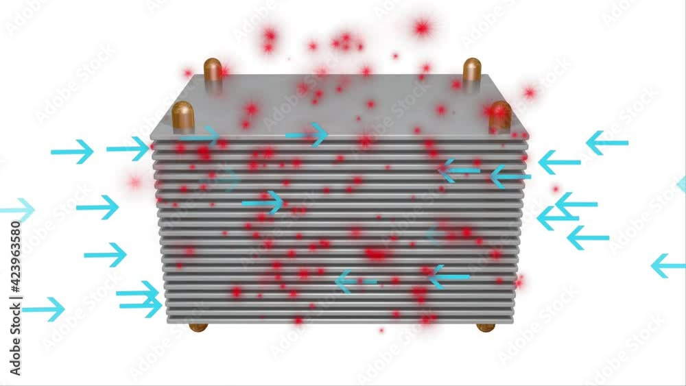 CPU , electronic , mechanical cooling heat sink with arrows indicating ...