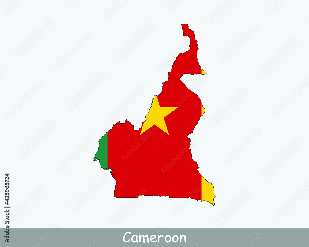 Cameroon Map Flag. Map of Cameroon with the Cameroonian national flag ...