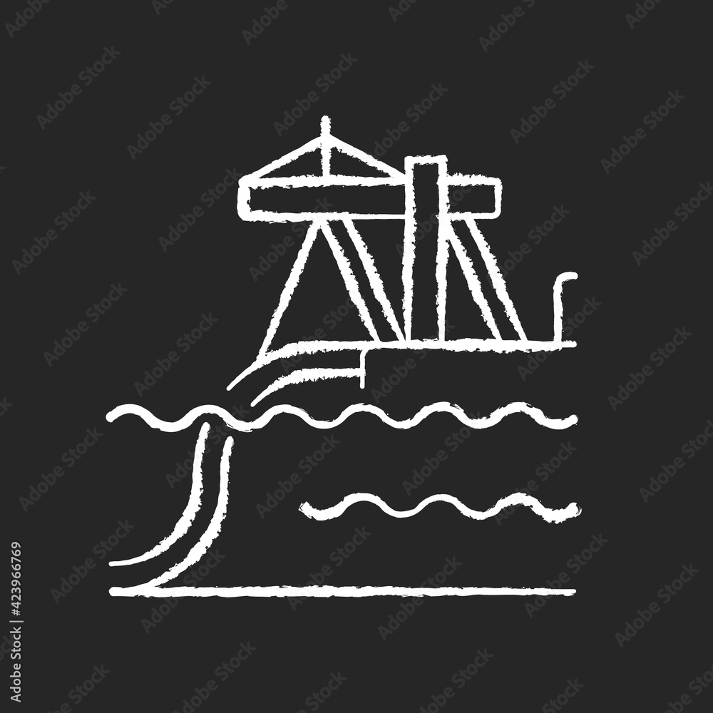 Underwater pipeline installation chalk white icon on black background ...