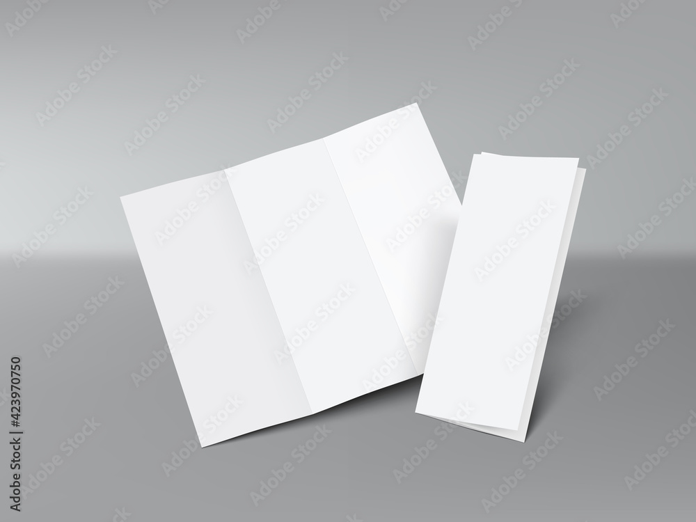 Front And Back Side Open Trifold Paper Leaflet Stock Vector | Adobe Stock