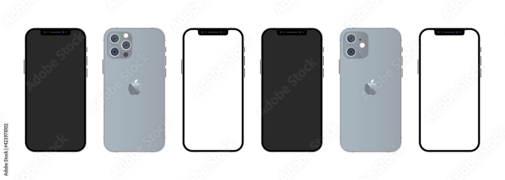 Iphone 12 pro max mock up set. Screen display. Realistic smart phone ...