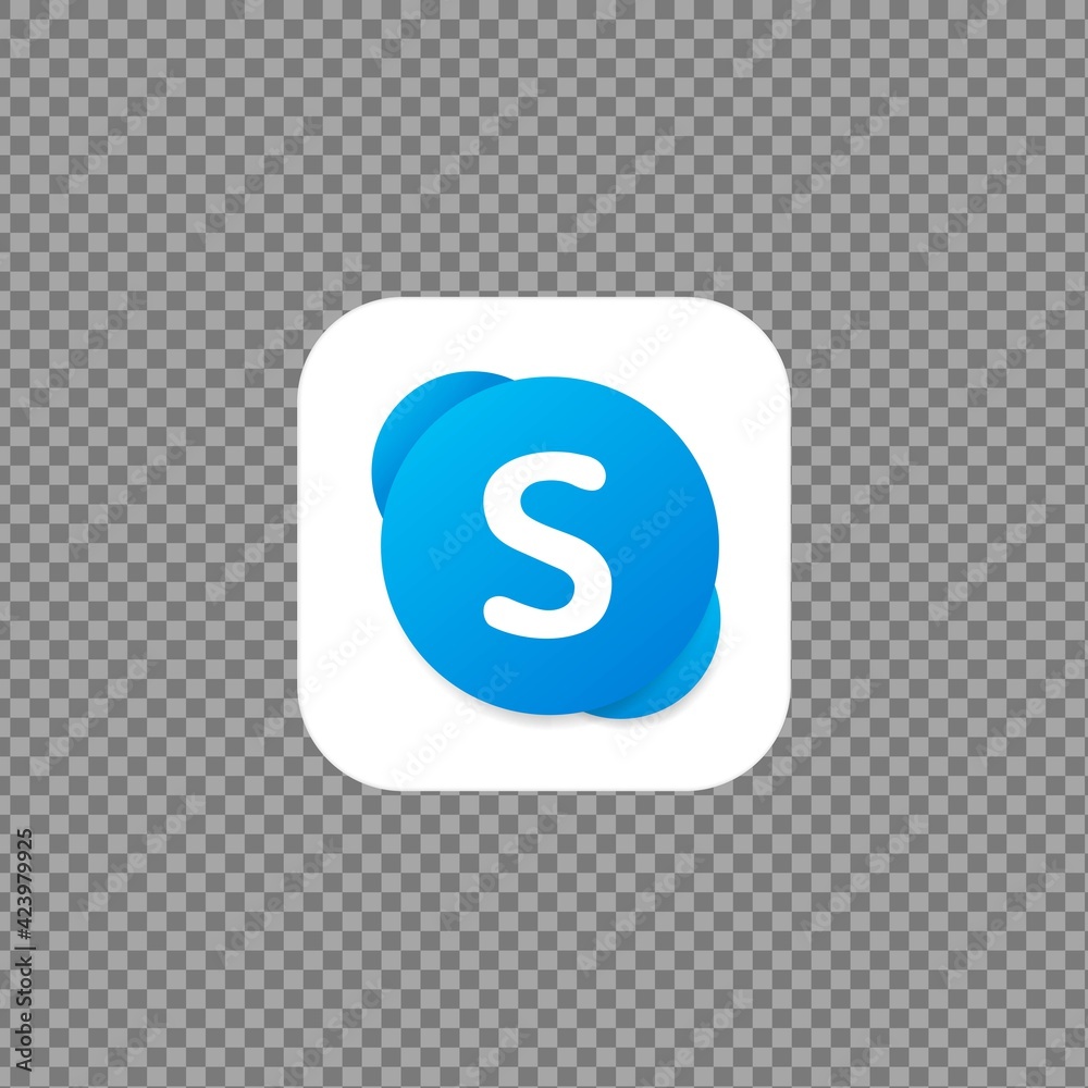 Skype icon. Social media icons. Realistic Skype app. UI UX white user ...