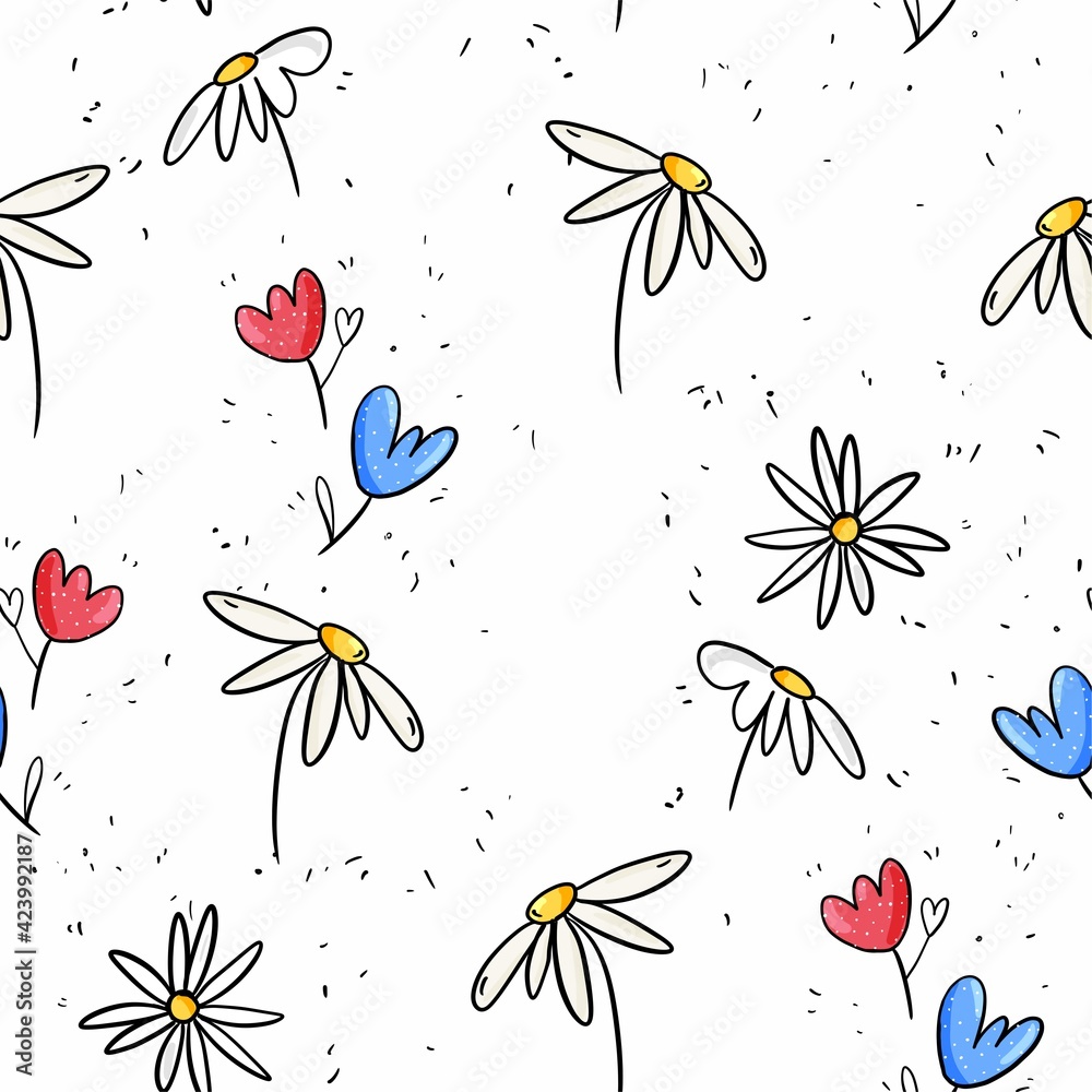 Daisies Pattern cute kawaii baby pattern paper digital paper scrapbook ...