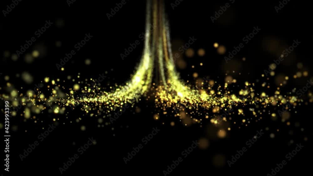 Abstract Gold Particles beams Sparkling Background/ 4k animation of an ...