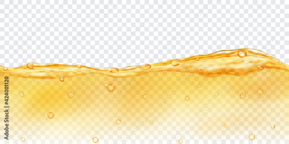 Translucent water in yellow colors with air bubbles with seamless ...