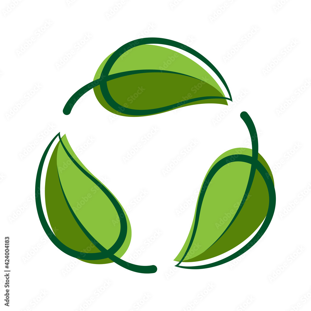 Recycle green leaf graphic symbol, Bio sign, Recycle leaf shape for eco ...