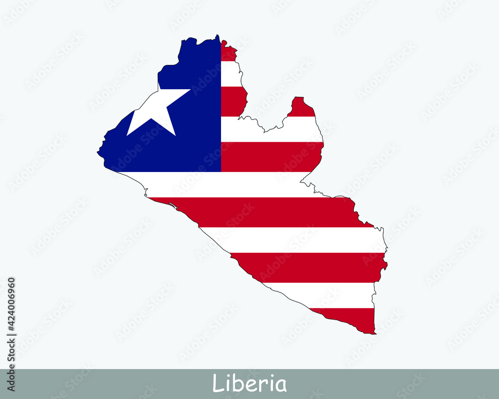 Liberia Map Flag. Map of the Republic of Liberia with the Liberian ...