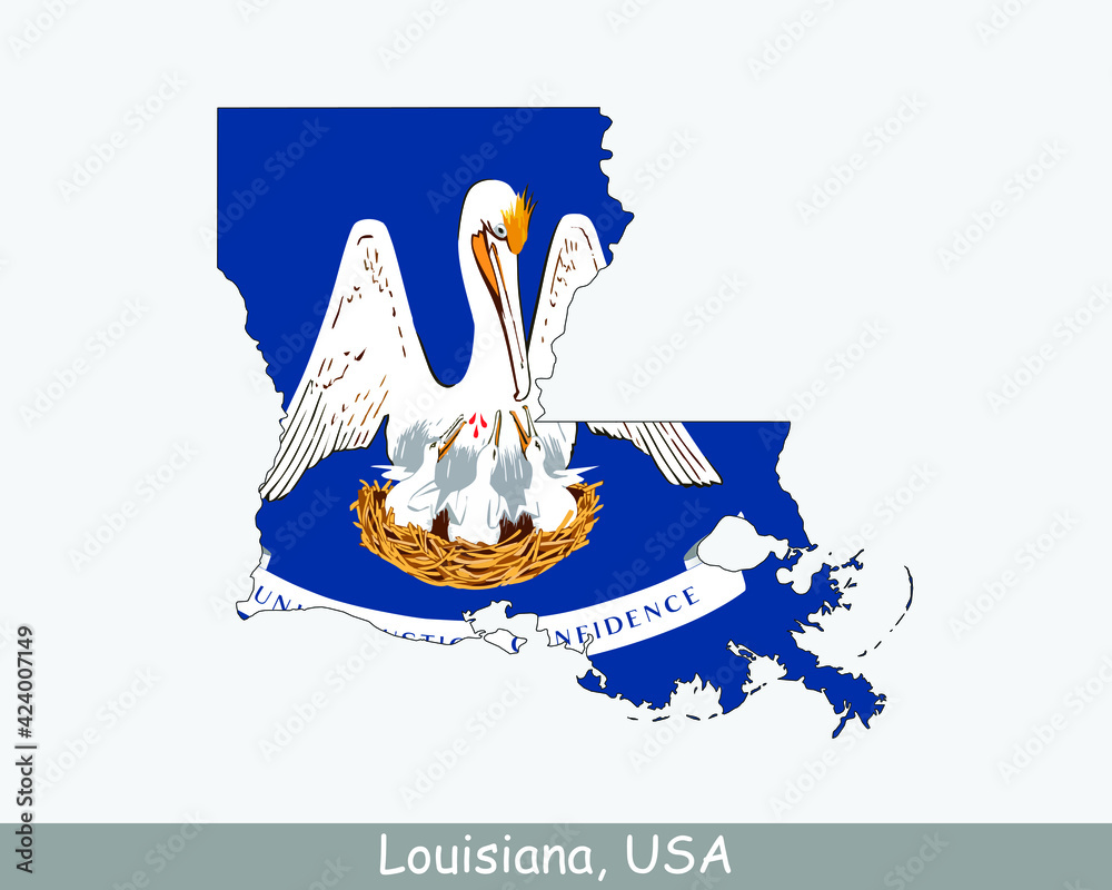 Louisiana Map Flag. Map of LA, USA with the state flag isolated on ...