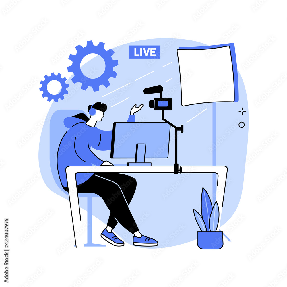 Professional livestream abstract concept vector illustration. Stock ...