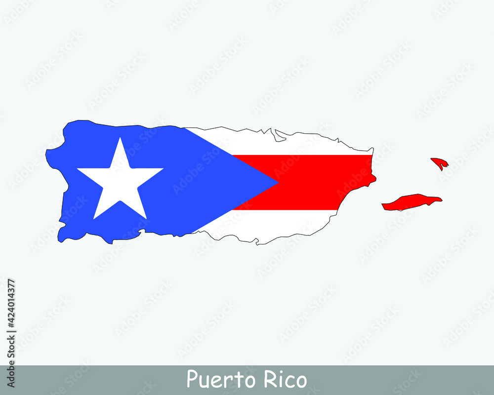 Puerto Rico Map Flag. Map of the Commonwealth of Puerto Rico with the ...