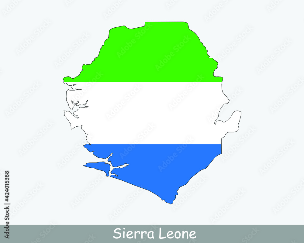 Sierra Leone Flag Map. Map of the Republic of Sierra Leone with the ...