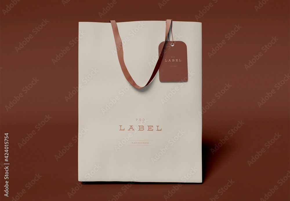 Bag with Label Mockup Stock Template | Adobe Stock