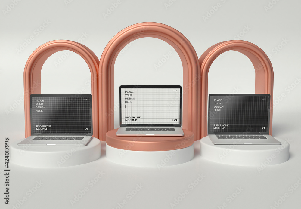 Three Laptop Mockups Stock Template | Adobe Stock
