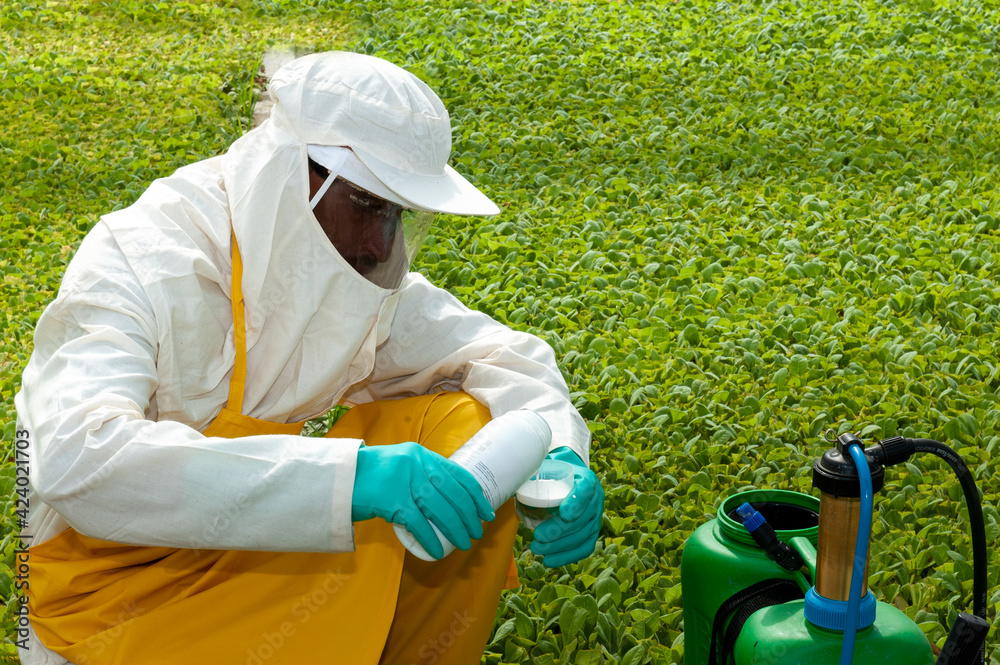 mixing and preparing agricultural chemicals in a greenhouse with a ...