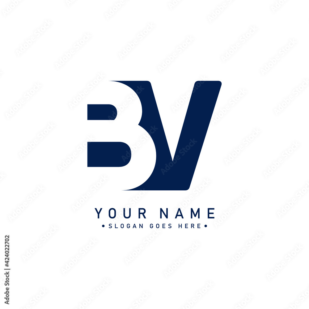 Initial Letter BV Logo - Simple Business Logo Stock Vector | Adobe Stock