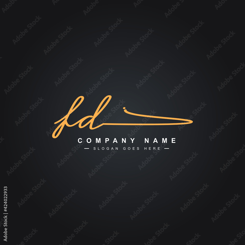 Initial Letter FD Logo - Handwritten Signature Style Logo Stock Vector ...
