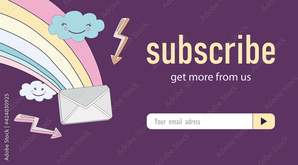 Subscribe cartoon vector mailout template. Online newsletter with ...