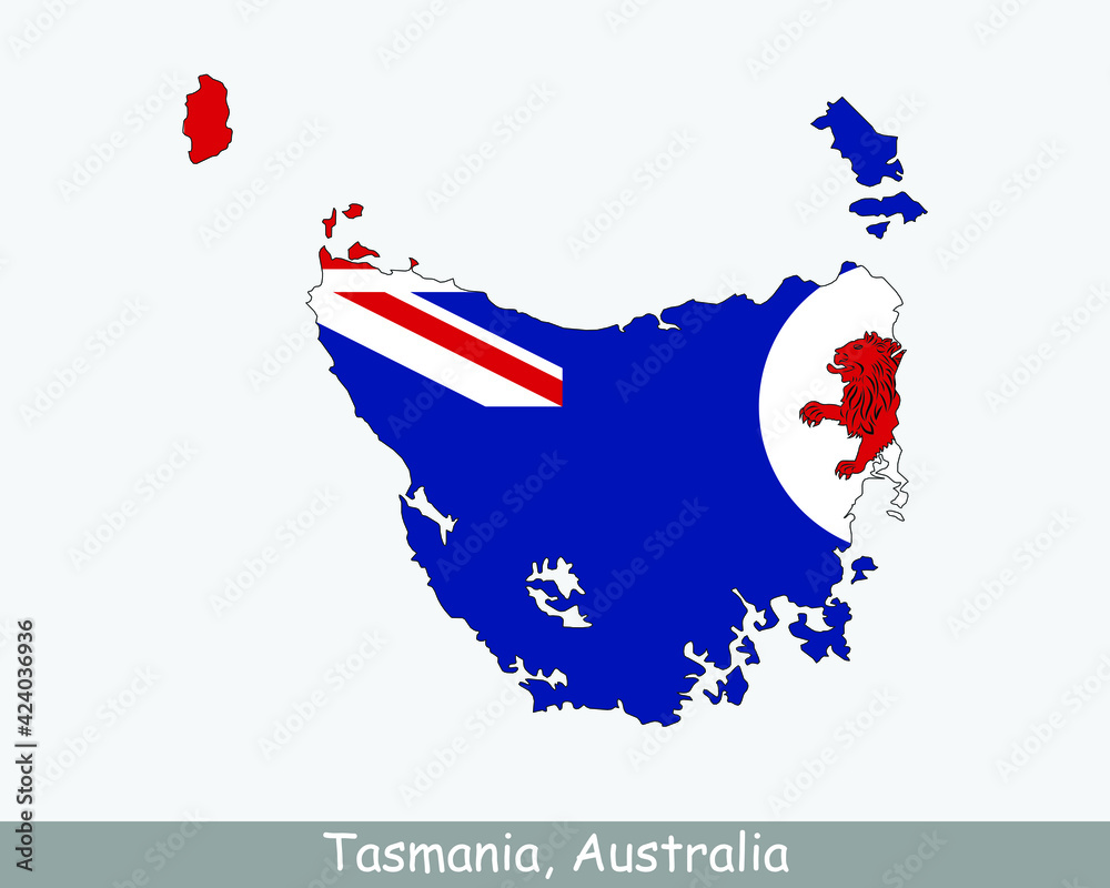 Tasmania Map Flag. Map of TAS, Australia with the state flag isolated ...