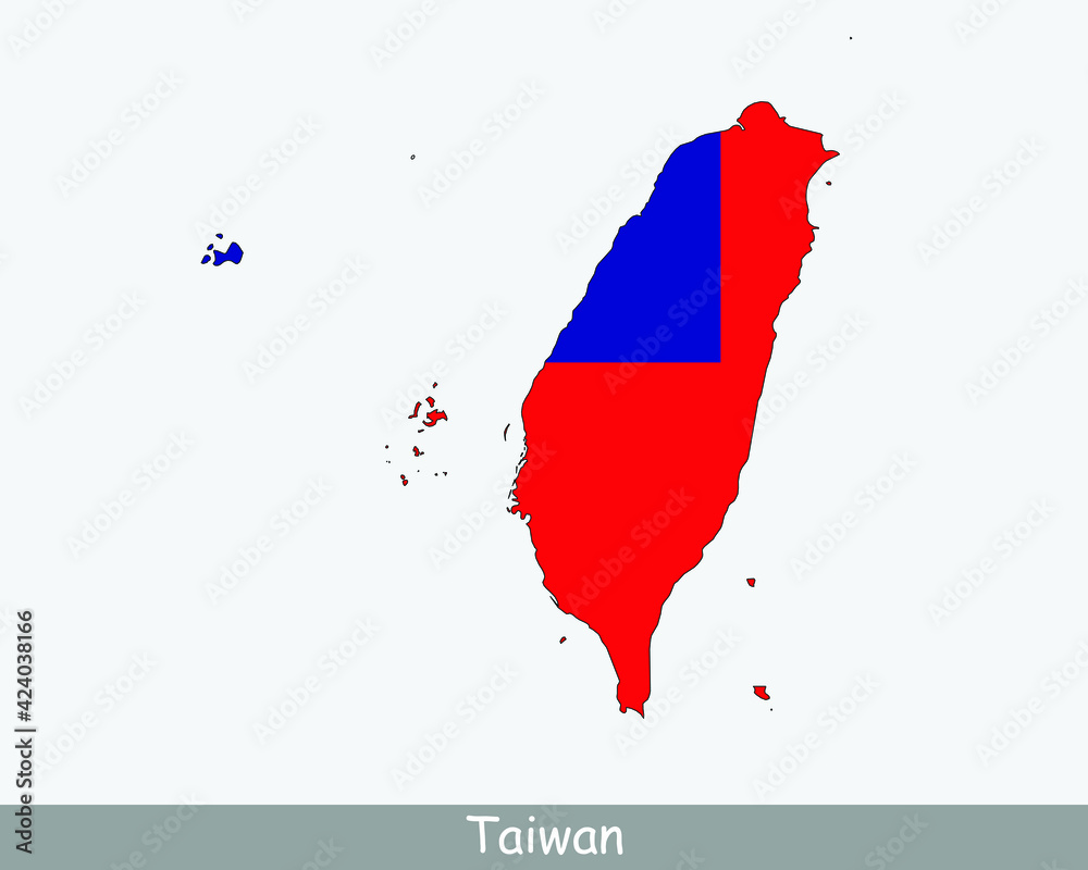 Taiwan Flag Map. Map of the Republic of China with the Taiwanese ...