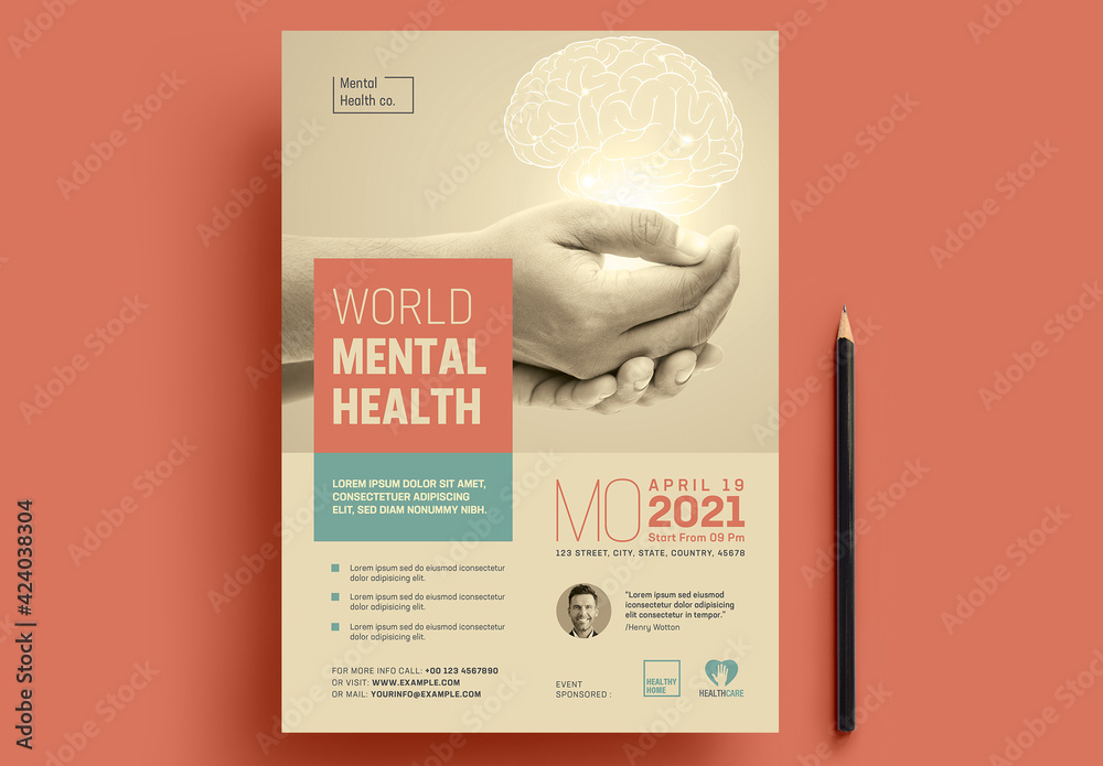 Mental Health Flyer Layout Stock Template | Adobe Stock