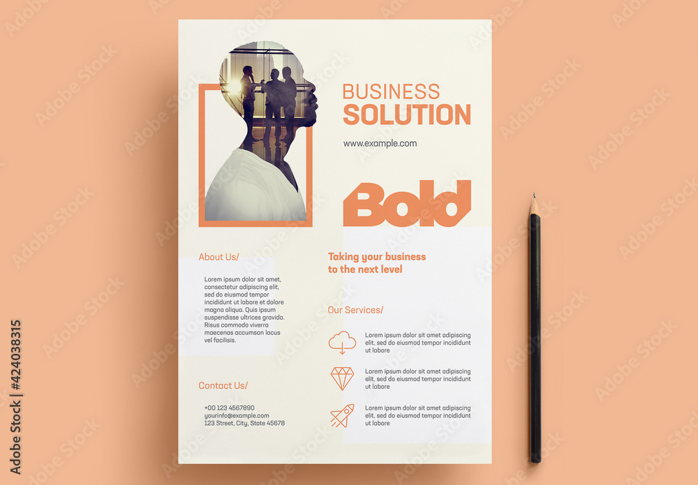 Minimal Flyer Layout with Peach Accents Stock Template | Adobe Stock