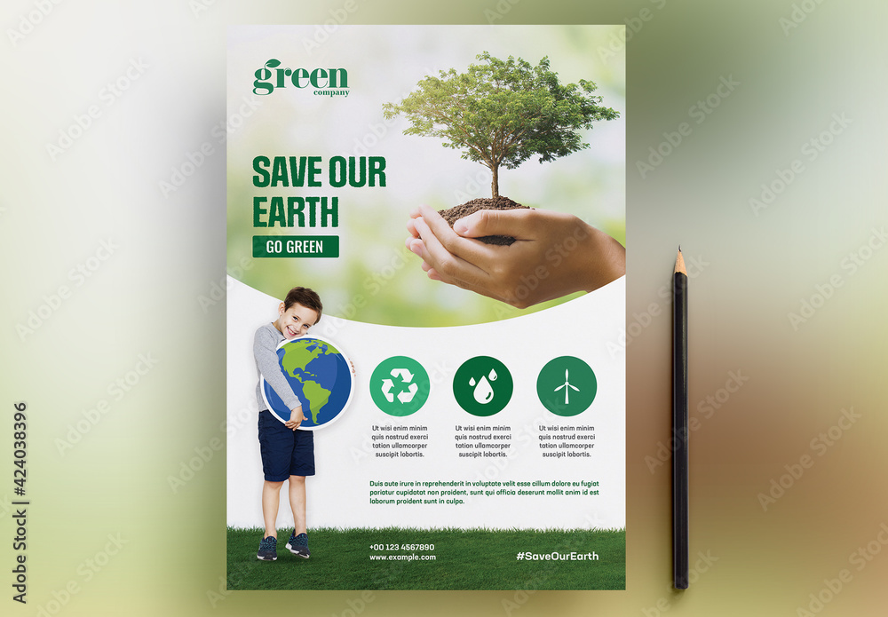 Save Nature Flyer Layout Stock Template | Adobe Stock