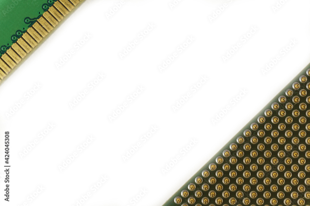 Computer RAM and CPU in the corners. Isolated Stock Photo | Adobe Stock