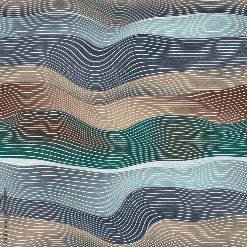 Seamless natural landscape hill pattern for print. Horizontal line ...