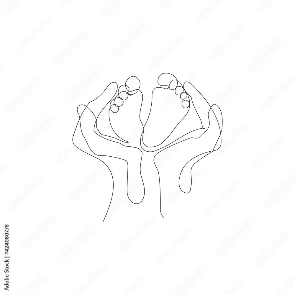 Holding Baby Feet Line Art | Printable Family Line Art Print ...