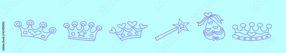 set of queen pageant cartoon icon design template with various models ...